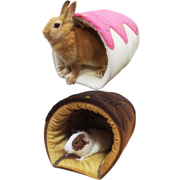 レインボー ロールケーキのおうち (ピンク、ブラウン)【検索用ワード】レインボー、小動物用防寒グッズ、うさぎ用ベッド