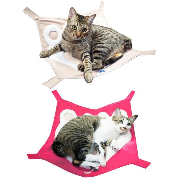 レインボー猫のハンモックぷにぷにレインボーの猫用ハンモックです。ケージやお部屋のメタルラックにつり下げて使えます。ふんわり肉球クッション付きのかわいい猫のハンモック。少し小さめ45×45cmだからスペースを選ばずに使えます。ベースは上部なツ...