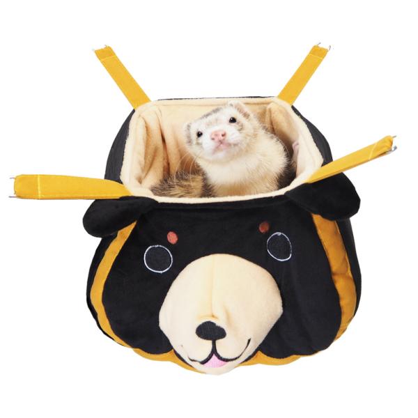 フェレットのアニマルポット 柴犬キュートで楽しい柴犬の立体ハウス型ハンモックです。あたたかいボア生地を使ったゆったり大きめのハンモックです。サイドにも出入口があります。