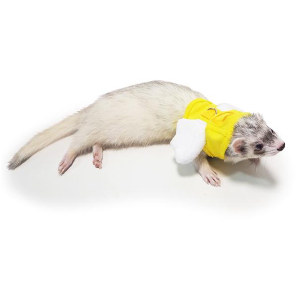 ferret ランランハーネスウェア 天使ちゃんかわいい天使に変身！白い羽がかわいい天使のハーネスウェアです。フードの上部には天使の輪が刺繍されています。【ferret ランランハーネスウェア あくまくん】と対になるパーカーです。ハーネスに...