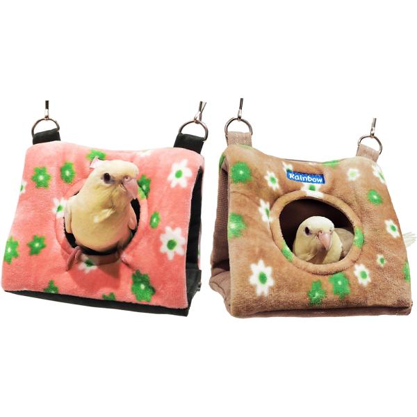 レインボー お花のさんかくトンネル S ピンク ブラウンふんわりボア生地で作った小型インコ用トンネルです。中は爪がひっかかりにくくお手入れしやすいコットン生地です。※2024年秋冬発売商品