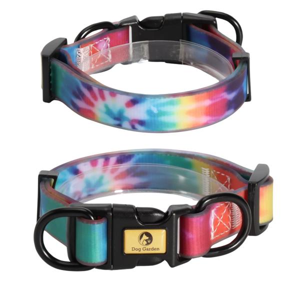 水遊びも安心の完全防水！水がしみないのでクサくならない。プールもOK雨の日も散歩を楽しもう！鮮やかなタイダイ柄汚れても簡単お手入れ！濡れたら拭くだけ簡単メンテナンスダブルリング採用。バックルでつけ外しもワンタッチ！アウトドア・キャンプにぴっ...