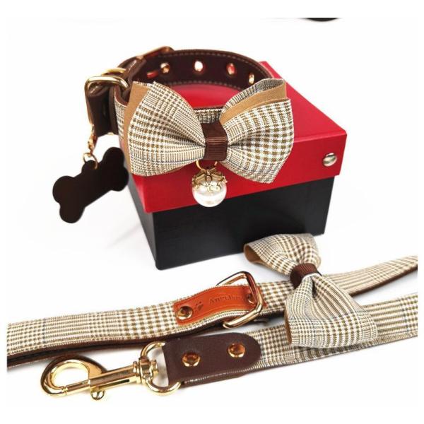 シンプルなのに高級感があり上品に感じさせるハーネス＆リード。フォーマル感、華やかさが断然アップします。色違いもありますので兄弟ワンちゃんやお友達とお揃いでもかわいいです。※箱・袋等は付属品です。輸入の際での箱潰れ・箱違い等ありますのでご了承...
