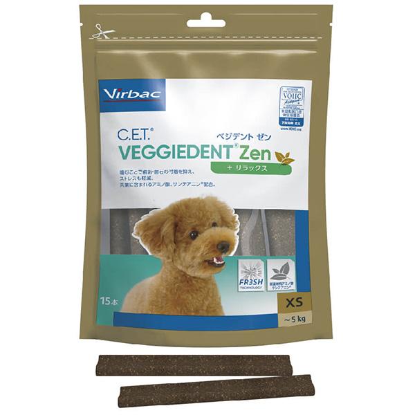 噛むことで歯垢・歯石の付着を抑え、ストレスも軽減。茶葉に含まれるアミノ酸、サンテアニン配合。■内容量：15本■原産国：ベトナム■カロリー：約21kcal/本■JAN：4535023303693■Virbac C.E.T. VEGGIEDEN...