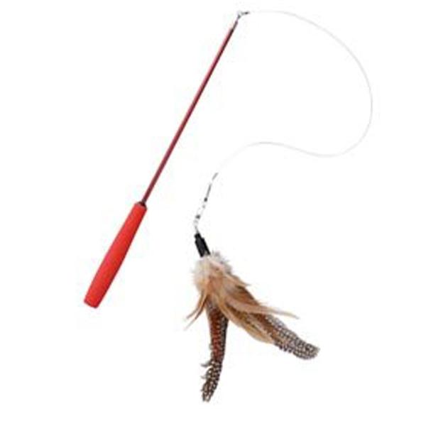 箱入り猫もびっくり！90cmまで伸ばせる釣竿タイプ。持ちやすいソフトグリップ。愛猫の性格・性質等をご理解のうえ、おすすめ。■対象：全猫種用■材質：持ち手/EVA樹脂、本体/グラスファイバー、鳥毛■原産国：中国