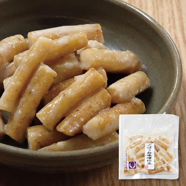 “西京みそ”は通常の味噌と違い低塩で作られているため甘みが強いのが特徴です。細くやわらかな若採りごぼうを、その“西京みそ”を使って仕立てました。白味噌のまろやかな甘みがしゃきしゃきとしたごぼうの食感とよくあい、ほのかな塩味がごぼうの自然な風...