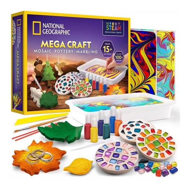 【商品名】 National Geographic ナショナルジオグラフィック メガアート＆クラフトキット（子供用） - モザイクキット、マーブルペイントキット、エAdora アドラ 赤ちゃ  【カテゴリー】 おもちゃ:知育・ラーニングトイ
