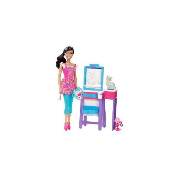 【商品名】Barbie I Can Be Art Teacher African-American Doll Playset【カテゴリー】おもちゃ:ロボット・子供向けフィギュア