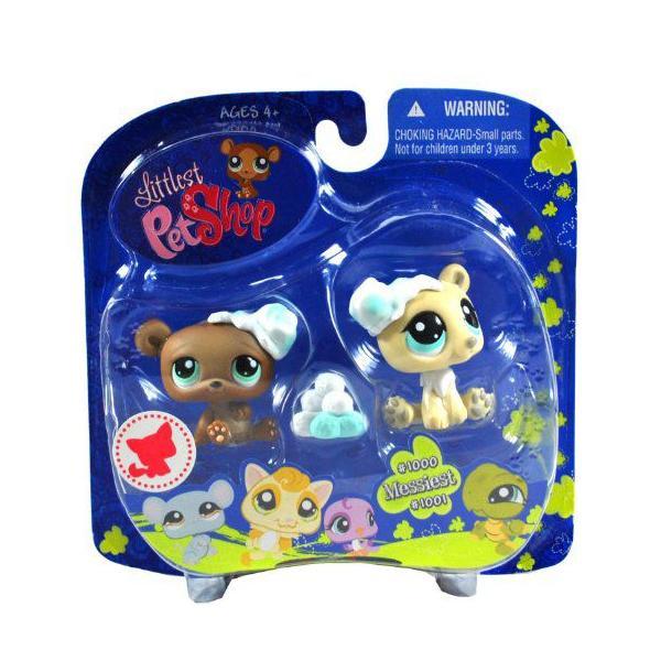 【商品名】Hasbro ハスブロ Year 2009 Littlest Pet Shop リトルペットショップ Pet Pairs "Messiest" Series Bobble Head Pet Figure Set - Brown B...