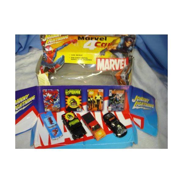 【商品名】Johnny Lightning Marvel Super Hero 4 Car Box Set w/ SPIDER MAN THUNDERBIRD, SPIDERMAN HUMMER, X MEN SYCLONE, AND......