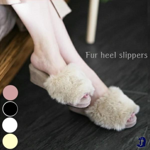 ラグジュアリーでヒールの高さも当店で最も高いヒールスリッパが出来ました！ヒールの高さ/約6cm色：ホワイト・ベージュ・ローズ・ブラックサイズ：M（23.5cm程度まで）　LL（24.5cm程度まで）素材：甲：フェイクファー（アクリル100％...