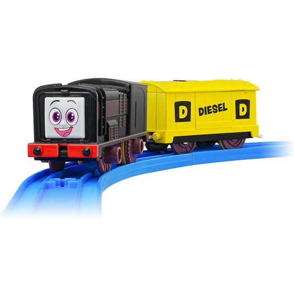 アニメ「きかんしゃトーマス」に登場するキャラクター、ディーゼルが日本語と英語でたくさんおしゃべり！音楽も流れるよ！■日本語おしゃべりモード：日本語は60種類以上！元気にあいさつをしたり、仲間に話しかけたりします。■英語おしゃべりモード：英語...