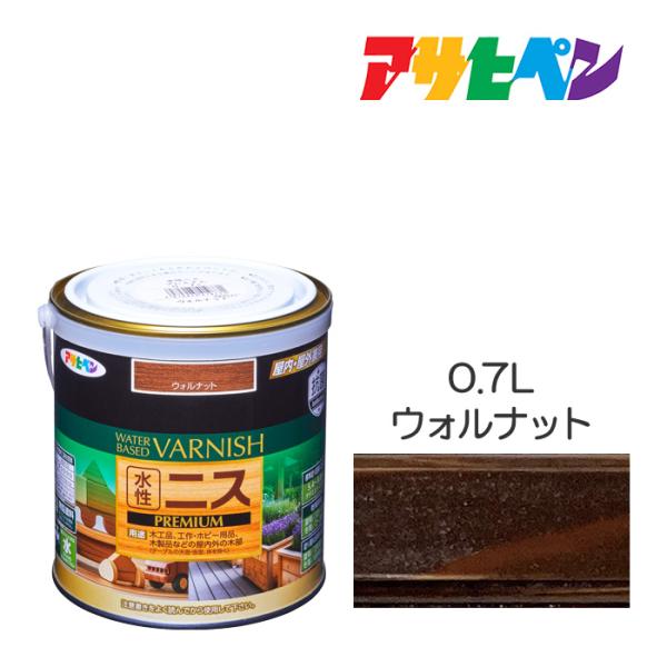 水性ニス PREMIUM標準塗り回数：２回塗り光沢：ツヤあり／ツヤ消し塗膜の仕上がり：透明(木目を生かす)色数：10色塗料タイプ：水性アクリルエマルション樹脂塗料