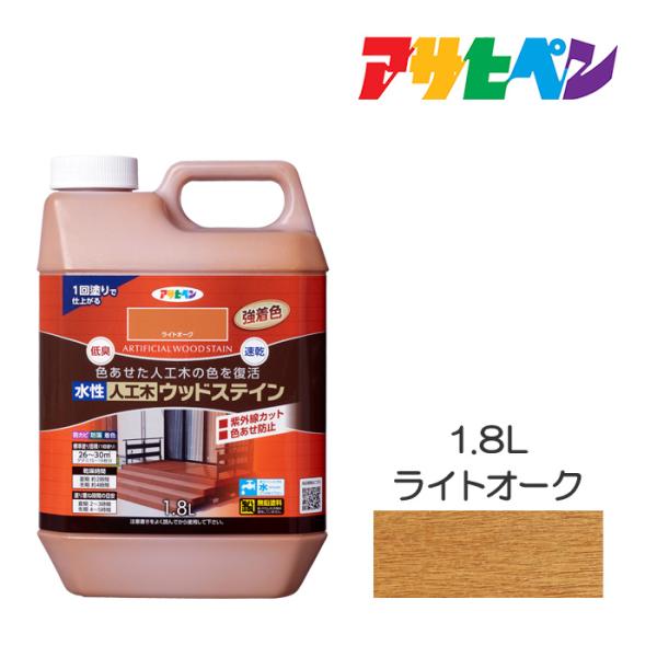 水性人工木ウッドステイン規格：0.8L、1.8L色数：4色塗料タイプ：アクリル樹脂塗料製造国：日本