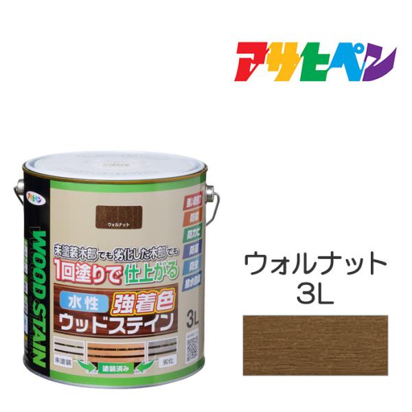 水性塗料｜木部専用塗料水性強着色ウッドステイン3LウォルナットJANコード：4970925464842