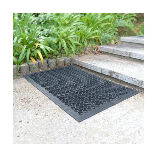 薄型有孔ラバーマット規格約60ｘ90ｘ1.2cm色：黒材質/成分：天然ゴム