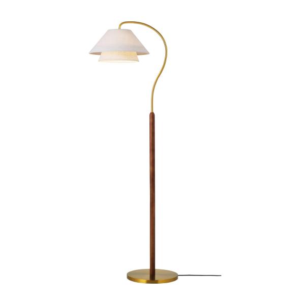 ●仕上げタイプ:光沢仕上げ●商品の寸法:48奥行き x 48幅 x 154高さ cm●ランプタイプ:フロアランプ●シェードカラー:ネルケ●シェード素材:布●【商品の概要】 2重にレイヤードされたファブリックセードと緩やかな弧を描く支柱がエレ...