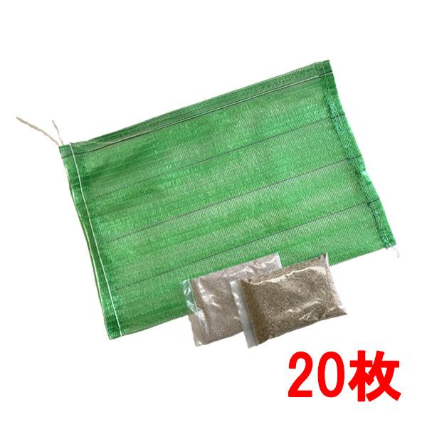 程よい隙間が空いており、種入りの土を入れて緑化するための土のう袋です。種子・肥料が付属しておりますので使用する際に土に混ぜてお使いください。■素材　ポリエチレン■サイズ(横×縦)　400mm×600mm■枚数　20枚■付属種子の配合　トール...
