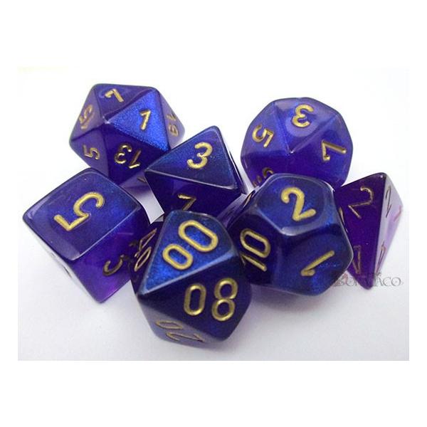 基本的な7種の多面体がセットになっています。内  容／4面・6面・8面・10面・テンズ10・12面・20面 ×各1個