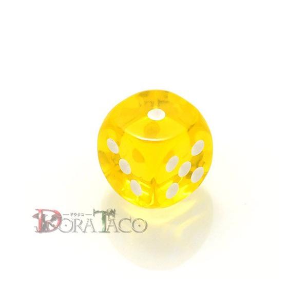 チェセックス（CHESSEX）の12mm・6面サイコロ単品です。内 容／12mm・6面ベース／クリアイエロー文字色／ホワイト型 番／DT1202