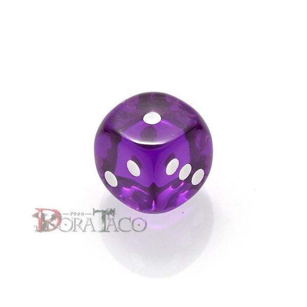 チェセックス（CHESSEX）の12mm・6面サイコロ単品です。内 容／12mm・6面ベース／クリアパープル文字色／ホワイト型 番／DT1207
