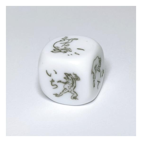 漫画の始祖「鳥獣戯画」の甲巻に登場する兎・猿・蛙をあしらった6面サイコロ。筆で描いた様な濃淡を表現するため、細部まで表現できるレーザー刻印で製造。サイズ／15mm内容／1個出目表現／レーザー刻印