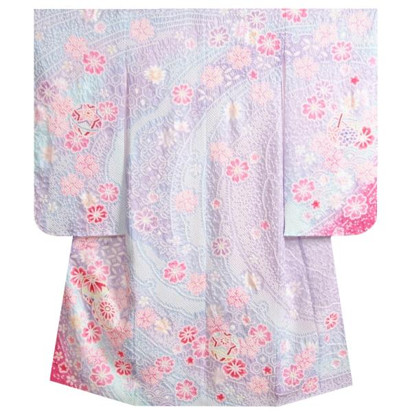 【送料無料】七五三の7歳の御祝着に最適な本絞りの御着物と長襦袢のセットです。御着物はポリエステル生地ですが生地を実際に絞った「本絞り生地」になりますので生地表面に立体感のある凹凸が出てボリュームと光沢感のある質の良い生地になります。機械型染...