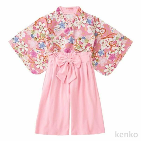 袴ロンパース ▽女の子 女児 新生児 赤ちゃん 子供 ベビー キッズ 和ドット おひな様 花 新生児 ベビーウェア カバーオール ロンパース 雛祭り 桃の節句 和服 着物風 ふわふわ ゆかた こども用 子ども こども ゆかた  100 11...