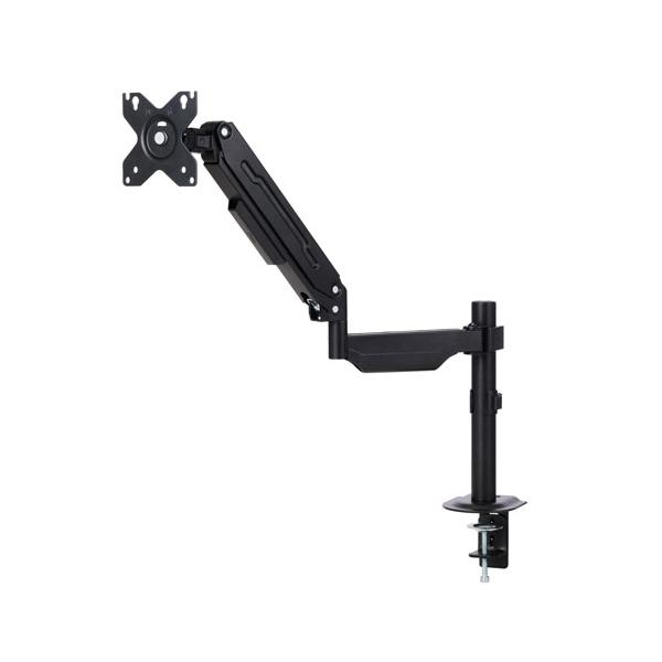 ●品番:DPA-SGP01BK●１７〜３２インチサイズのモニターに対応する、ガススプリング式のシングルモニターアーム、支柱付きです。●モニター下のスペースを有効活用して、デスクの上を広く使うことができます。●軽い力で動かせるガススプリング式です。