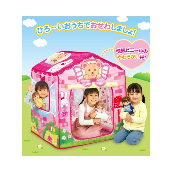 ●品番:4977554516966●入数:１セット●本体の高さ約９８ｃｍ！●複数人でも広々遊べるメルちゃん用の大型ハウス。●空気ビニールのやわらかい柱！●空気を抜くとコンパクト！おかたづけばっちり！