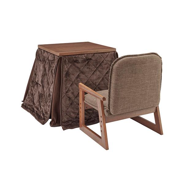 ●品番:NGM-N55DLH(FBR)●入数:１台●こたつ、椅子、布団の３点セット（１梱包）●組み立ていらず！箱から出してすぐ使える！●一人用にちょうどいいサイズ