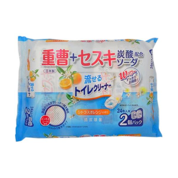 ●品番:重曹　24×2●入数:２個パック●新開発水解性シート採用（ＪＩＳ規格対応シート）●トイレットペーパーと同等の溶けやすさなので使用後は安心して水洗トイレに流せます。●重曹＋セスキ炭酸ソーダ配合　天然洗浄成分で安心、安全●さわやかなシト...