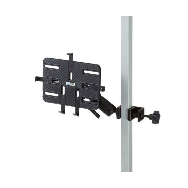 ●品番:CAR-SPHLD3●入数:１個●７〜１１インチのタブレットを固定できるタブレットホルダーです。●フォークリフトなどの支柱に取り付けることができます。●２つの関節を調整して自由な位置に止めることができます。●ホルダーは上下左右をしっ...