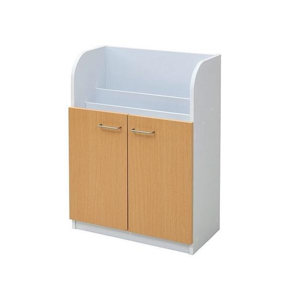 ●品番:FDK-0001-WHNA●入数:１台●カウンター下に収納できる絵本ラック。●表紙が見えるので読みたい絵本がすぐに見つかる！広い扉内はおもちゃやお道具箱などの収納に便利