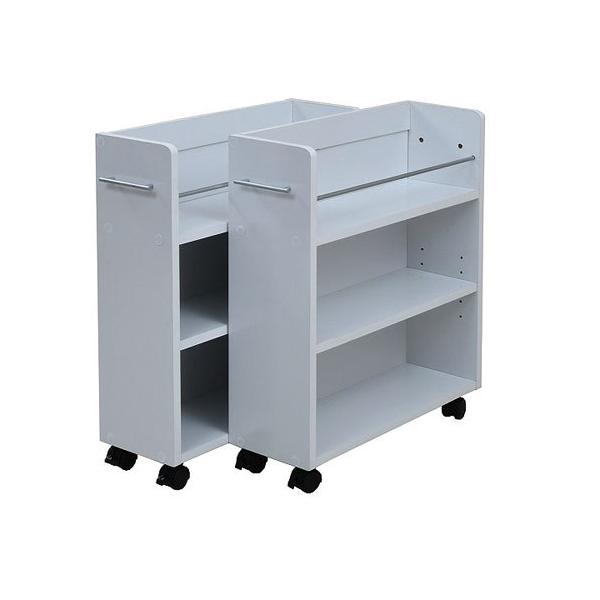 ●品番:SGT-0128-WH●入数:１台●クローゼットにぴったり入る、キャスター付きラック２個組。●クローゼット内のスペースを有効活用して、本やメディア、日用品を収納できます！