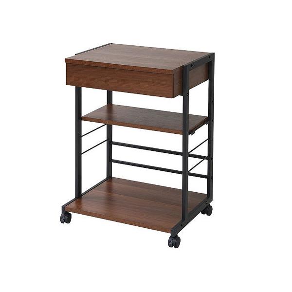 ●品番:KKS-0012-BR●入数:１台●デスクサイドのプリンター置きに最適なキャスター付きサイドワゴン。●引き出し収納はプリンター周りの小物類の整理整頓に大活躍。●Ａ４ファイルも置けるラックスペースも。