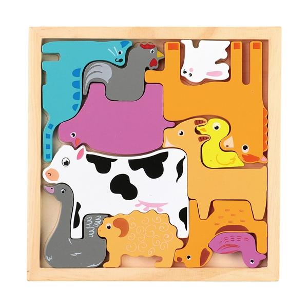 ●品番:022006●入数:１個●12種類の牧場にいるどうぶつをモチーフにした、あたたかみのある木製パズルです。●お子さまが安心して遊べるように、ピースの角を丸く仕上げています。●自然素材の優しい質感と安全設計で、親子で一緒に楽しく遊べる知...