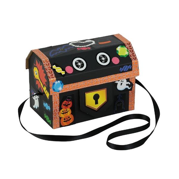 ●品番:058744●入数:１セット●お菓子はいくつはいるかな？きってはってつくる自分だけのハロウィンたからばこ！●段ボールのベースにハロウィンのイラストやシールを切り貼りして、オリジナルのたからばこを作成する工作キットです●完成した宝箱は...