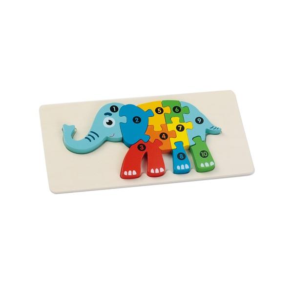 ●品番:022181●入数:１個●はじめての数字遊びにぴったり！カラフルな１０個の数字ピースを順番に組み合わせてぞうを完成させる木製パズルです●厚みのあるピースで小さなお子さまでもつかみやすく、集中して遊べます●楽しみながら数字の理解や手先...