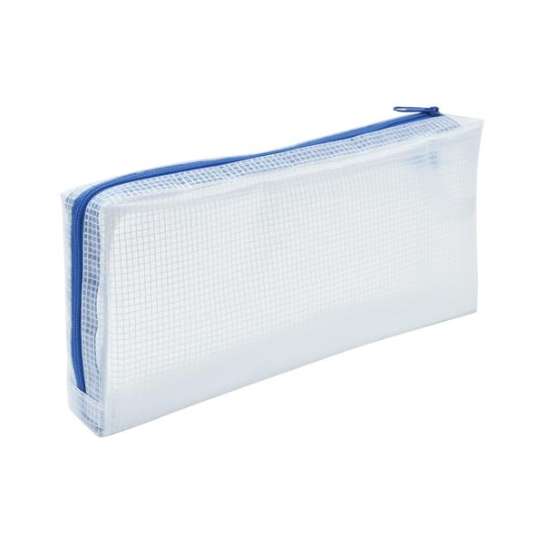 ●品番:MMCL-BB●入数:１枚●たっぷり収納のマチありメッシュケース。●使い勝手の良いサイズ（スマホの充電器や折りたたみ傘の収納にも！）。●Ｌ字ファスナーで大きく開くから、出し入れ簡単。●柔軟性があり、丈夫で長持ちするＰＥＶＡ製。