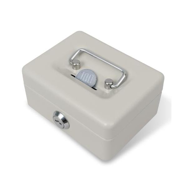 ●品番:CB-8055-D●入数:１個●丈夫なスチール製手提げ金庫です。無人販売・募金箱に最適です。●貯金箱、募金箱、料金箱と用途に応じて使い分け可能です。●上蓋には硬貨投入口がつき、施錠をしたまま硬貨が入れられます。