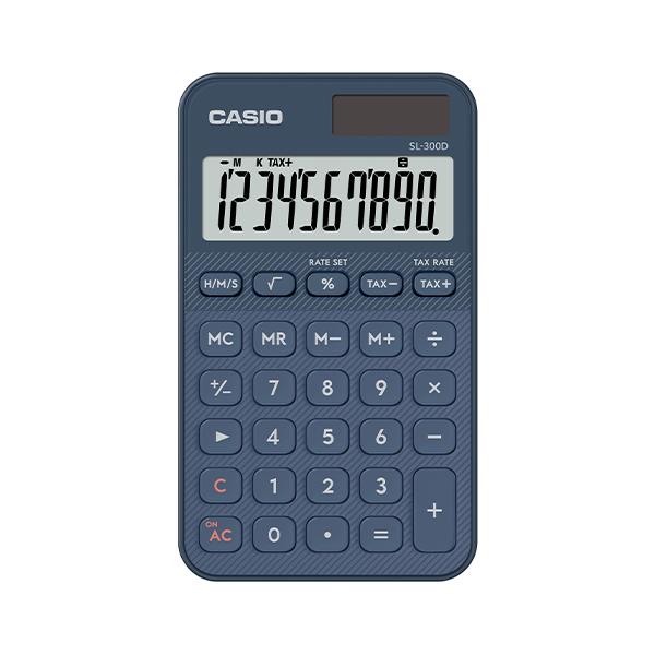 ●品番:SL-300D-NY-N●入数:１台●デザイン電卓。●カラフル。●小型軽量で携帯に便利なノートタイプ。●手帳ケース付き●勤務時間や時給計算に便利な時間計算キーあり。