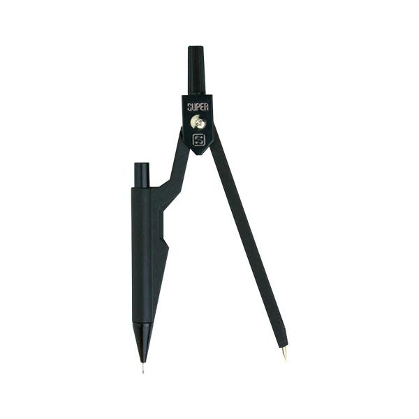 ●品番:ノツク-503-BK●入数:１個●高品質で使いやすい日本製●小さな円もしっかり描けるスーパーコンパス！●ノック式シャープペンシルタイプ●中心器機構●直径３００ｍｍまでの円が描けます。