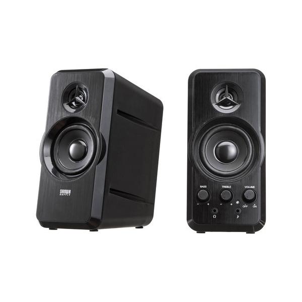 ●品番:MM-SPL6BKN●入数:１台●実用最大出力２０Ｗのハイパワーと奥行きのあるハウジングで広がりのある音を再現できる２ｃｈマルチメディアスピーカーです。●高音再生専用のツィーターを搭載し、可聴帯域から超高音帯域まで質感高い高品位サウ...