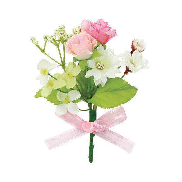 ●品番:085044●入数:１個●３種類の花を束ねてリボンをつけると、豪華で素敵なコサージュやブーケが作れます！●簡単！豪華！●裏の安全ピンで胸に飾れます。安全ピン付●※花の種類が写真と異なる場合があります。