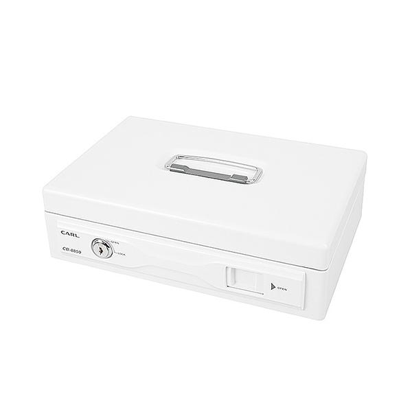 ●品番:CB-8850-W●入数:１個●蓋を開けると連動して立ち上がるコイントレー。●決済端末やカード類、メモ帳などが収納可能なフリースペース（大）。●持ち歩く際コインが中で飛散しない飛散防止クッション付。●１０枚区切りコイントレー一番右の...