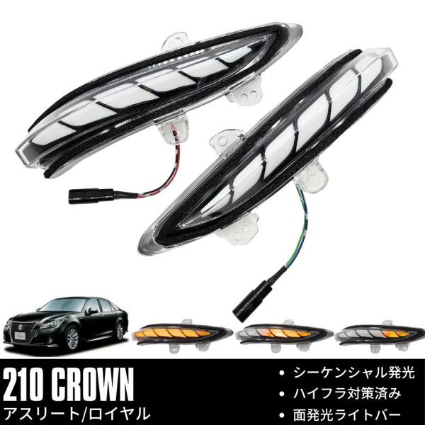 【製品特徴】●ドアミラーを手軽にシーケンシャル化●視認性の良い面発光ライトバー搭載●ハイフラ防止対策済み●完全カプラーオン設計【適合車種】・クラウン アスリート/ロイヤル 前期/後期 (GRS210/GRS211/GRS214/ARS210...