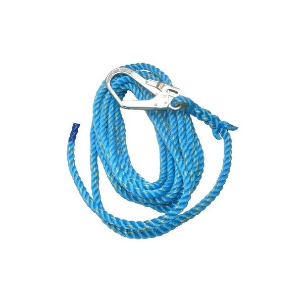 ■【ロープ種類】：エステルタスラン青色ロープ■【型番】：DGY-1615AT■【仕様】●色：青色●材質：エステルタスラン(ポリエステル)●黄色線入り●端末処理：片大口径フック付き、片テープヒーターカット加工●径×長さ：16mm×15m■【納...