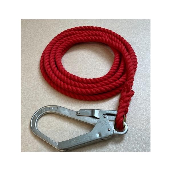 ■【ロープ種類】：エステルスパン■【型番】：DGY-126S■【仕様】●色：赤色●材質：エステルスパン、芯エステルマルチ●端末処理：片大口径フック付き、片逆サツマ加工●径×長さ：12mm×6m■【納期】：通常翌日〜4日発送