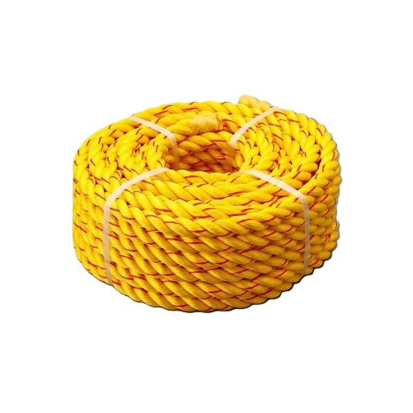 ■【ロープ種類】：エステルタスラン■【型番】：DGY-161P■【仕様】●色：黄色（イエロー）●3打ち（3ストランド）、両端テープ止め●材質：エステル（ポリプロピレン芯入り）●径×長さ：16mm×メートル単位での販売■【納期】：通常翌日〜4日発送